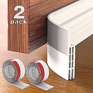 Grotheory 2 Pack Door Draft Stopper Under Door Seal, 39" L Door Sweep for Exterior & Interior Doors, Door Draft Blocker Dust and Noise Insulation Weather Stripping Draft Guard Insulator, White