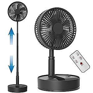Koonie 8-Inch Foldaway Oscillating Fan with Remote Control, 7200mAh Rechargeable Battery Operated Pedestal Fan for Bedroom, Timer, 4 Speed, Fast Charging Portable Table Fan for Camping, Outdoor, Room