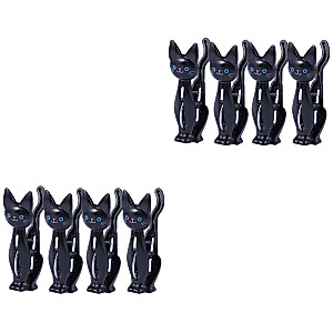 Abaodam 8 Pcs Mini Clothes Clothespins for Crafts Black Clothes Pin Cat Holds The Chips Small Clothespins Snack Storage Black Clothespins Clothes Holder Funny Chair Sealer Sticks Cute Clip