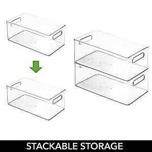 mDesign Deep Plastic Storage Organizer Container Bin, Game and Comic Organization for Cabinet, Cupboard, Playroom, Shelves, or Closet - Holds Video Games, Tablets, DVDs, Ligne Collection, Clear
