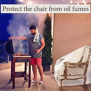 Woanger 8 Packs Plastic Patio Chair Cover Outdoor Furniture Cover Waterproof Dust Proof Dining Chair Cover Sturdy Couch Cover Armchair Cover PVC Heavy Duty Sofa Slipcover for Moving