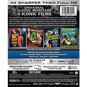 Universal Classic Monsters: Icons of Horror Collection (The Mummy / The Bride of Frankenstein / Phantom of the Opera / Creature from the Black Lagoon) [4K UHD]