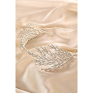 Coucoland Wedding Headpiece for Bride - Hair Jewelry Wedding Headband Tiara Leaf Headband Crown Tiara Bridal Silver Headpiece