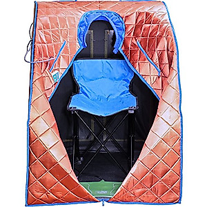 Durherm Infrared Sauna, Low EMF Negative Ion Portable Indoor Sauna with Chair and Heated Footpad, Copper, Large