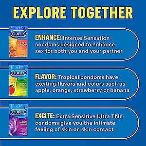 Durex Condom Fish Bowl Natural Rubber Latex Bulk Condoms, 144 Count, a Variety Pack Assortment of Ultra Fine & Lubricated Condoms for Men