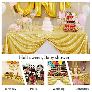 BalsaCircle TRLYC Fathers'Day Gift Sparkly Gold Sequin Tablecloth for Party-72x72Inch
