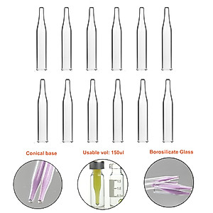 PEKYBIO Vial Insert, 5x31 mm Clear Glass Insert Conical Base, Volume 200 ul, Pack of 100