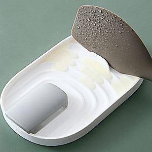 2 Pcs Multifunction Spoon Rest, Pot Lid Holder, Foldable Organizer Household Utensil Anti-Slip Pan Cover Holder, Storage Rack Pot Lid Stand Spoon Shelf 2White