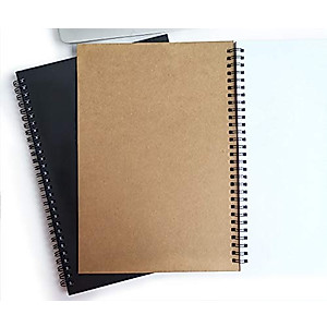 Spiral Notebook, 2 Pack Spiral Journal, Sketchpad of Thick Pure White Paper, 10" X7” (Khaki, Blank)