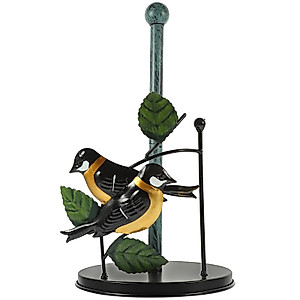 Zerodeko Birds Paper Towel Holder Metal Farmhouse Towel Stand Roll Towel Rack Countertop Napkin Dispenser for Home Living Room Kitchen Decor