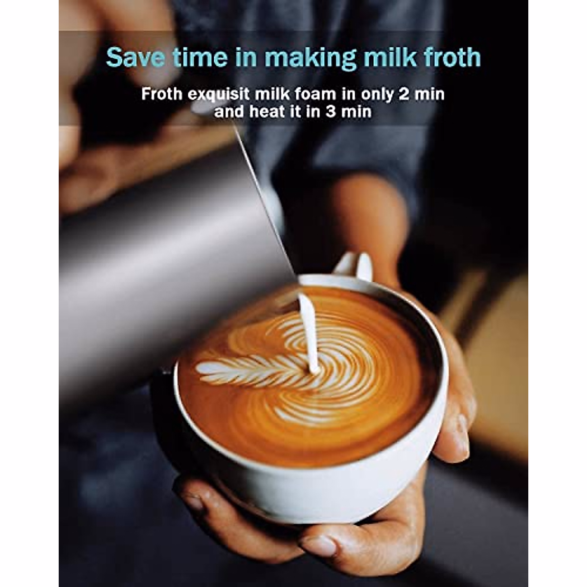 EZBASICS 236ml Stainless Steel Electric Milk Frother for Frothing and Heating Milk