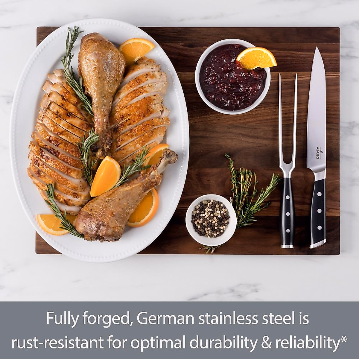 All-Clad Forged German Stainless Steel Knife Set 2 Piece 8, 6 Inch, Fully Forged, Expert Precision, Home Knife Set, Cookware Knife Block Set, Kitchen Knives, Cook Tool, Kitchen Utensils, Ultra Sharp