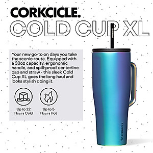 Corkcicle Cold Cup XL Insulated Tumbler with Handle, Lid, & Straw, Dragonfly, 30 oz – Reusable Cupholder Friendly Water Bottle Keeps Drinks Cold 12hrs
