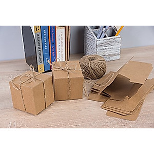 Premium Kraft Gift Boxes 50 Pack 3 x 3 x 3 inches Brown Paper Gift Boxes with Lids for Gifts, Cupcake Boxes and Crafting, Easy Assemble Boxes