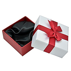 Paialco Jewelry Package Paper Gift Box Red Ribbon Bow-Knot 3 3/4-Inch by 3 3/4-Inch