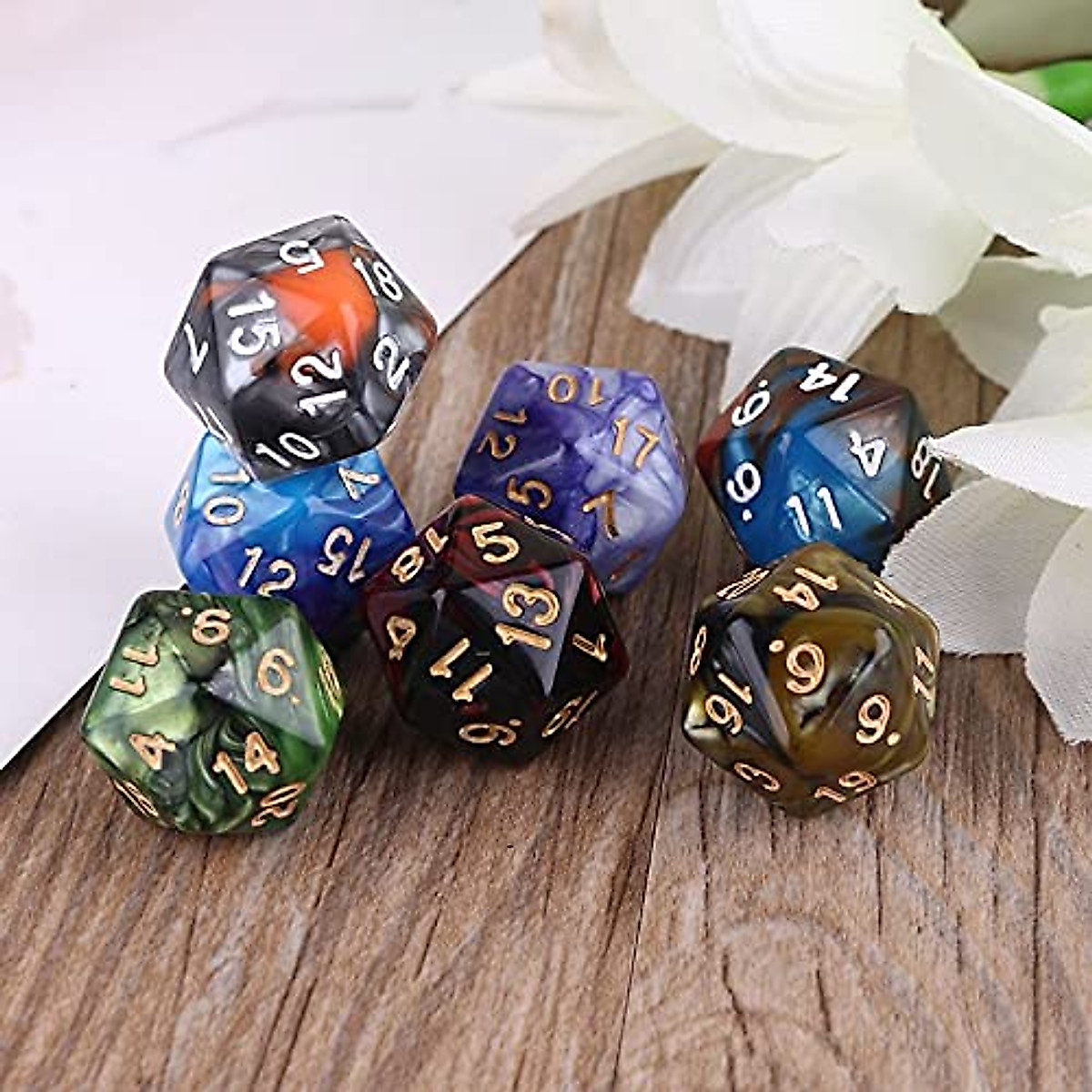 SUWEILE SZSZ 7pcs D20 Polyhedral Muti-Sided Dice Numbers Dials Table Board Role Playing Game for Bar Pub Club Party 0212