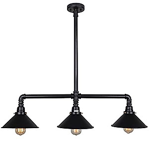 UNITARY Farmhouse Pendant Lights Kitchen Island, Kitchen Light Fixtures, Rustic Dining Room Light Fixture with 3 E26 Bulb Sockets, Black Metal Pool Table Lights, Ceiling Pendant Light Fixtures