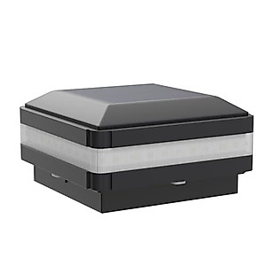 Sumaote Solar Post Cap Light, 52 LEDs 160 Lumen Outdoor Solar Post Light Fits 4x4 5x5 6x6 Wooden Posts Fence Post Lights Platform Garden Patio Deck Lighting 6000K White Light, Black Shell, 4 Pack