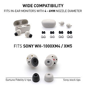 Eartune Fidelity U Ellipse-Shape Silicone Tips - Made to Shape of Natural Human Ear Canal for Comfort and Seal - HiFi IEM Accessory [X Small | 3 Pairs]