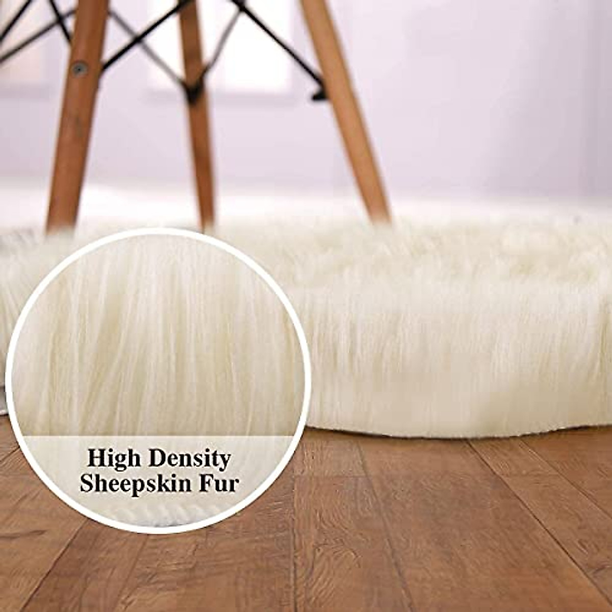 Gracefur Area Rug Genuine Sheepskin Rug Soft Lambswool Throw Rug Decorative Rug for Bedroom Sofa Floor (2*6ft, White)