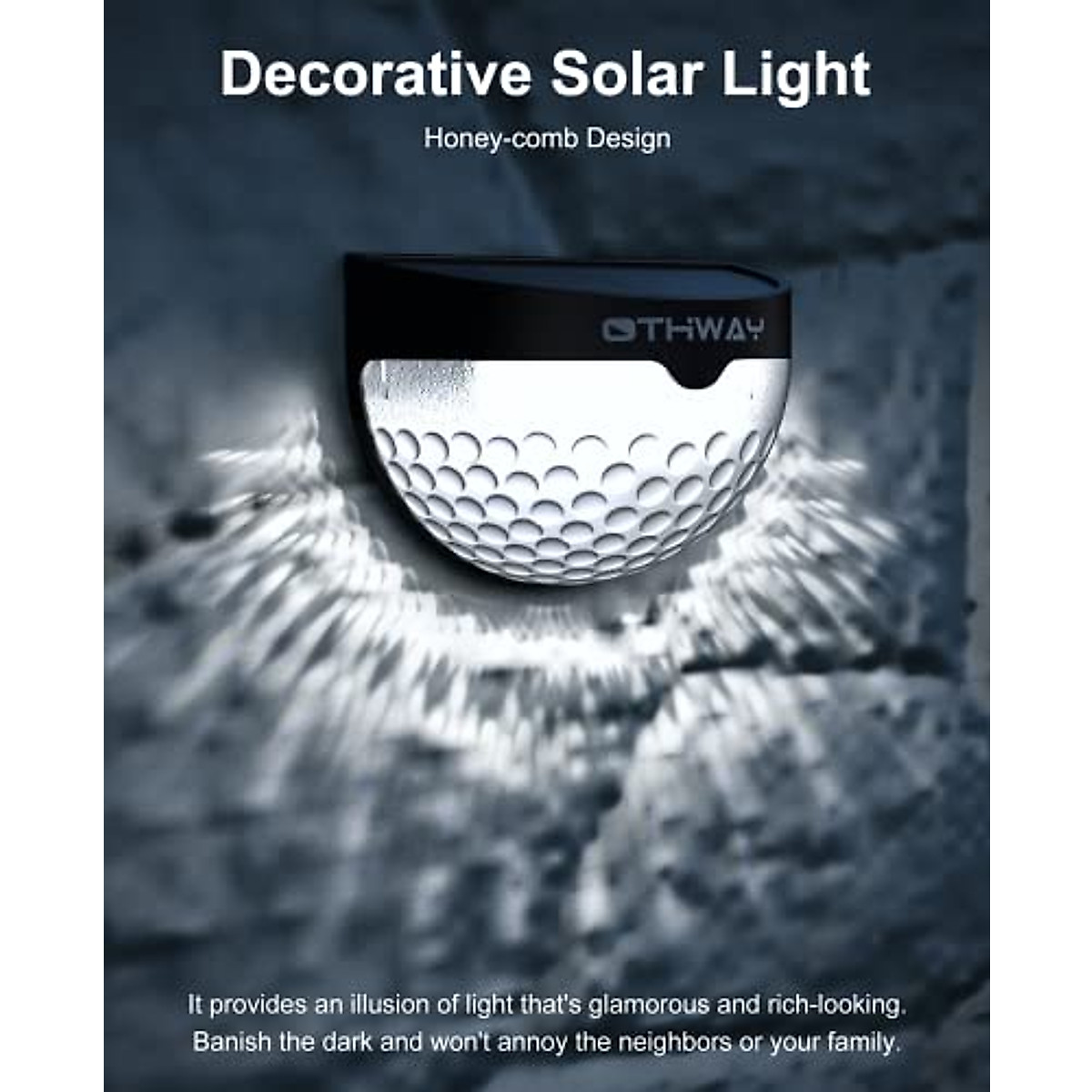 OTHWAY Solar Fence Post Lights Wall Mount Decorative Deck Lighting, Black, 4 Packs