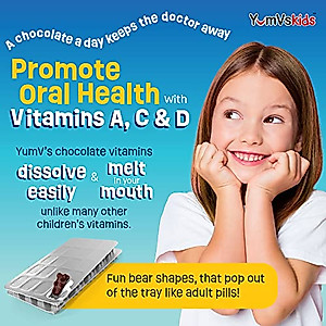 Yum-Vs - Kids Multivitamin Chewable Chocolate Bears - Multivitamin for Kids Supplement - 16 Vitamins & Minerals - Kids Vitamins Including D, Zinc, C, B Complex & More, Multi Vitamins for Kids 60 Count