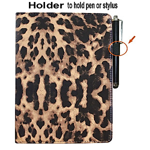 JYtrend Smart Case for iPad 5th / 6th Generation (9.7") with Pencil Holder, Rotating Stand Magnetic Auto Wake Up/Sleep Cover for 2017/2018 iPad 9.7 Model A1893 A1954 A1822 A1823 (Leopard)
