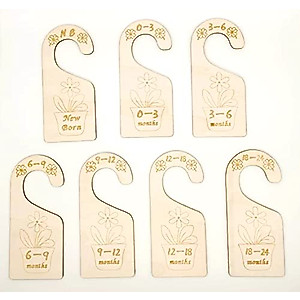 Ainior Baby Closet Dividers,Premium Wooden Baby Closet Size Divider Set of 7,from Newborn to 24 Month,Organize Nursery Closet Hangers by Size/Age