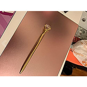 Onwon 6 Pieces Big Crystal Diamond Pens Gold Metal Ballpoint Pens & 3 Pieces Ballpoint Pen Refills in Black Ink