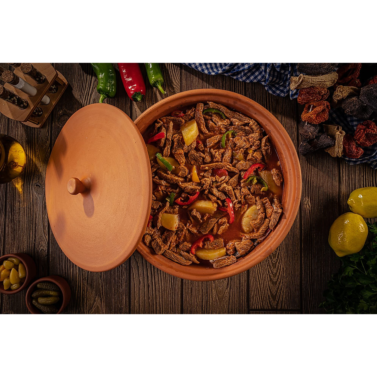 Luksyol Clay Pot For Cooking, Large Pot, Big Pots For Cooking, Handmade Cookware, Cooking Pot, Terracotta Pot, Terracotta Casserole, Unglazed Clay Pots For Cooking, Dutch Oven Pot With Lid 11.8 Inches