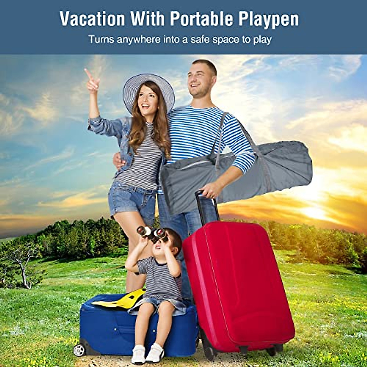 SMTTW Baby Playpen, 71 x 59 Inches Extra Large Playpen, Foldable Play Yard for Babies and Toddlers, Indoor & Outdoor Activity Center,Safety Gates with Breathable Mesh