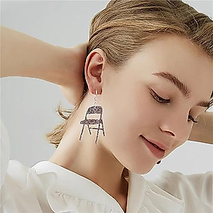 Funny Fight Folding Chair Dangle Earrings for Women Creative Fashion Acrylic Weird Chair Earrings Fashion Statement Earring (Glitter Gold)
