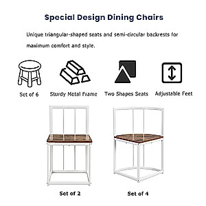 Merax Compact Dining Table and Chairs for Small Space Dining Table Set for 6, 55inch Kitchen Table 7 Piece Set for Dining Room Living Room Modern Style