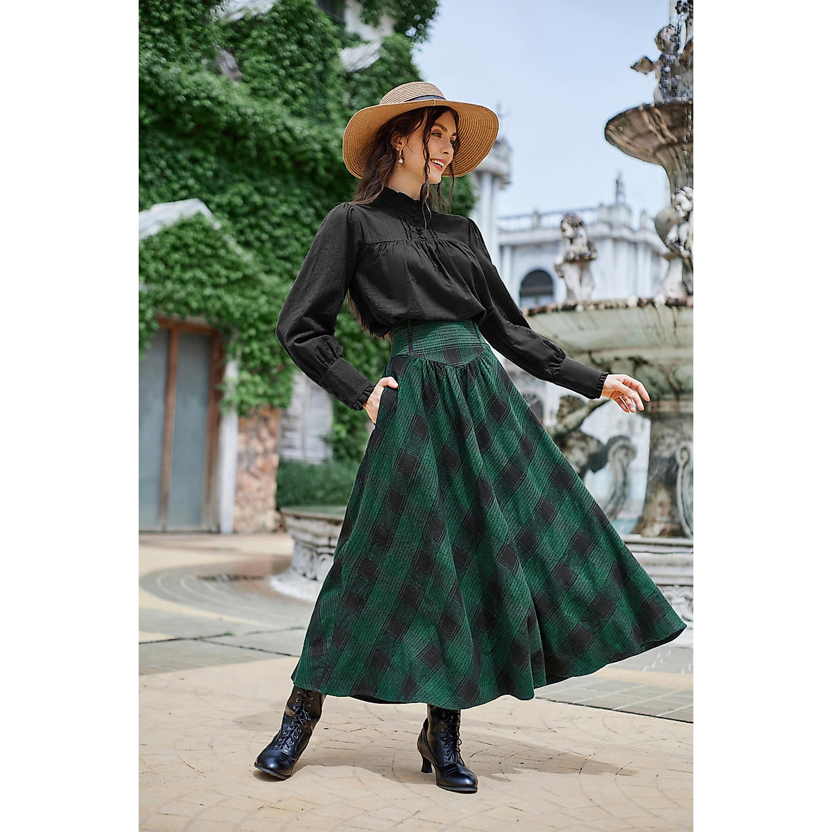 Scarlet Darkness Renaissance Shirt Women 1800s Victorian Edwardian Blouse Long Sleeve Shirt Black S