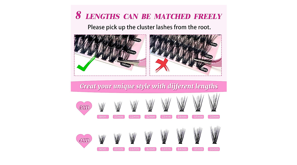 DIY Lash Extension Kit - 280 Clusters for Natural, Fluffy Lashes