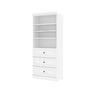 Bestar Versatile Shelving Unit with 3 Drawers, 36W, White