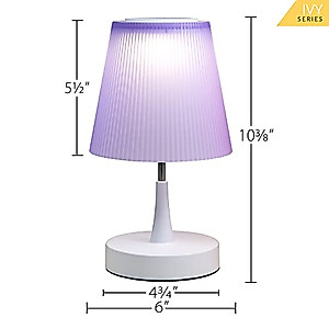 TW Lighting Purple Lamp for Girls Bedrooms - Modern Small Table Lamp for Bedroom, Bedside Nightstand, Nursery, Cute Kids Lamp with USB Charging Port, 3-Level Touch Dimmable Switch