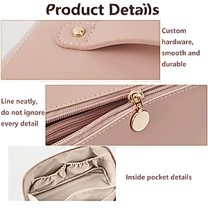 WOPLQA Large Capacity Travel Cosmetic Bag,Leather Multifunctional Storage, with Handle and Divider Travel Cosmetic Bags for Women,Opens Flat for Easy Access,Waterproof Portable Makeup Bag (pink)