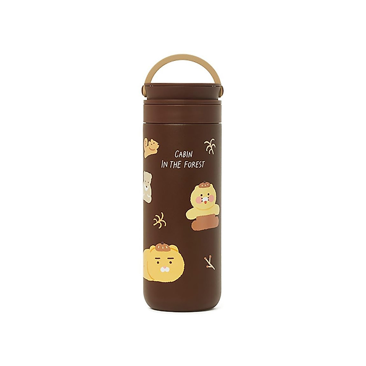 GIYOMGIYOM KAKAO Official Merchandise- Ryan and Choonsik A Cabin in The Forest - Vacuum Insulated Stainless Steel Tumbler 475ml (16oz) (Brown Ryan and Choonsik)