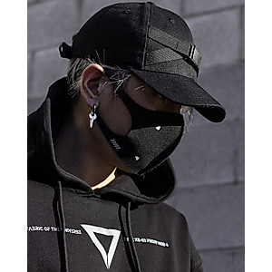 Fabric of the Universe Triangle Logo Techwear Japanese Streetwear Baseball Cap (Black B-Type 05R)