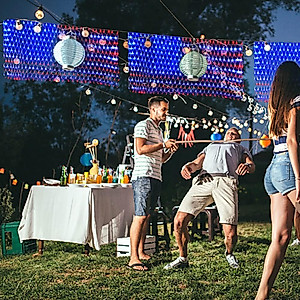 PUHONG (New) American Flag Lights, 420 LED USA Flag Net Lights, Outdoor Waterproof Patriotic Ornaments for Independence Day National Day July 4th Memorial Day Christmas New Year Party Yard Decoration
