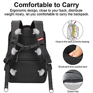 TIGERNU Laptop Backpack, Business Slim Anti-theft Backpacks with USB Charging Port, Water Resistant College Bookbag with Laptop Compartment for Men Work, Fits 15.6 Inch Laptop and Notebook, Black