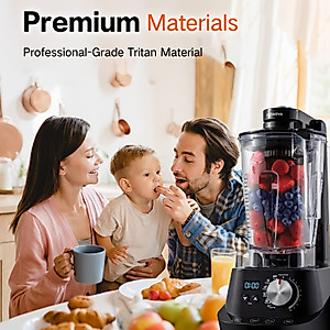 NuWave Moxie Commercial Blender, Vacuum Smoothie Blender with 2.5HP Motor, Professional Grade, Self-Cleaning - 6 presets & 10 Speed Settings for Shakes, Smoothies, Nut Butters, Crushed Ice,Black, Grey