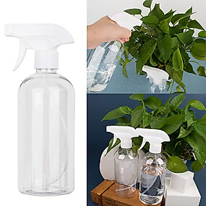 UUJOLY 16.9 oz Plastic Spray Bottle Trigger Empty Spray Bottles Clear Refillable Container for Water, Essential Oils, Hair, Cleaning Products, Adjustable Head Sprayer and Stream (2 Pack)