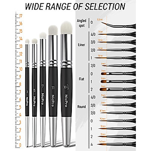 Nicpro Miniature Paint Brushes Drybrush - 21PCS Model Paint Brush Set for Acrylic Watercolor, Detail Paint Brush Dry Brush for Warhammer 40k, Citadel Paint, Model, DND Miniatures - with Container