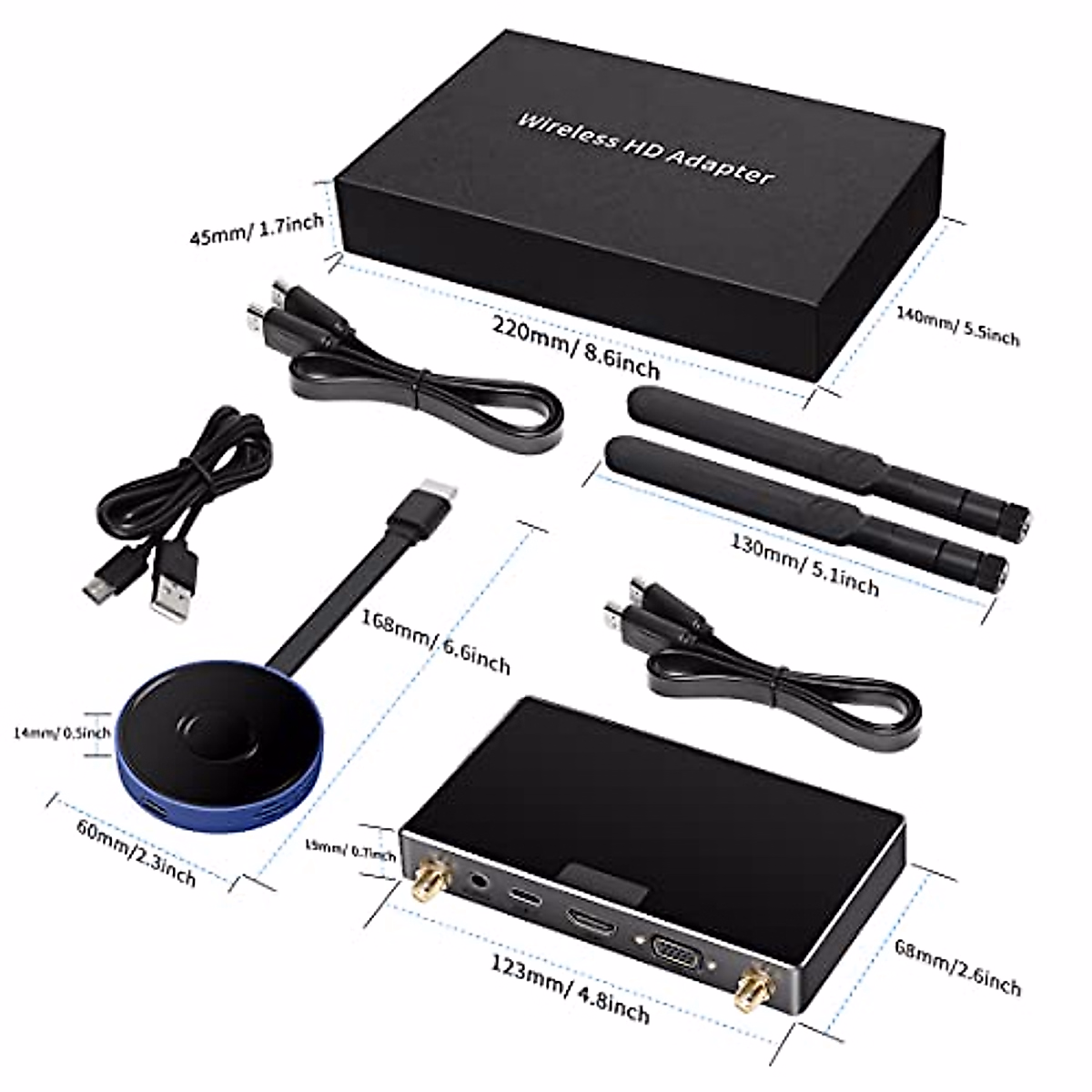 Wireless HDMI Transmitter and Receiver,Ultra HD Extender Converter Adapter Streaming Video Audio from Laptop,PC,Phone to HDTV Projector for Home Theater,Conferences,Games...