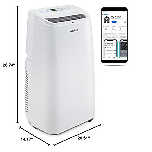 Ivation 13,000 BTU Portable Air Conditioner with Wi-Fi for Rooms Up to 500 Sq Ft (8,500 BTU SACC) 3-in-1 Smart App Control Cooling System, Dehumidifier and Fan with Remote, Exhaust Hose & Window Kit