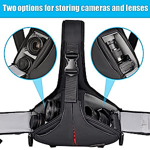 CADeN Camera Bag Sling Backpack Camera Case Waterproof with Rain Cover Tripod Holder, Compatible for DSLR/SLR Mirrorless Cameras (Canon Nikon Sony Pentax) and Accessories Black