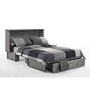 IQ FURNITURE Alpine Queen Cabinet Bed & Mattress- Rustic Grey (MUR-ALP-QEN-RG)