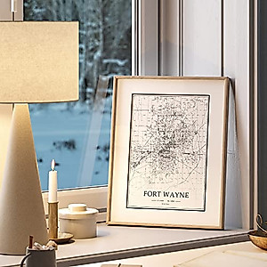 Dear Mapper Fort Wayne United States View Abstract Road Modern Map Art Minimalist Painting Black and White Canvas Line Art Print Poster Art Line Paintings Home Decor (Set of 3 Unframed) (16x24inch)